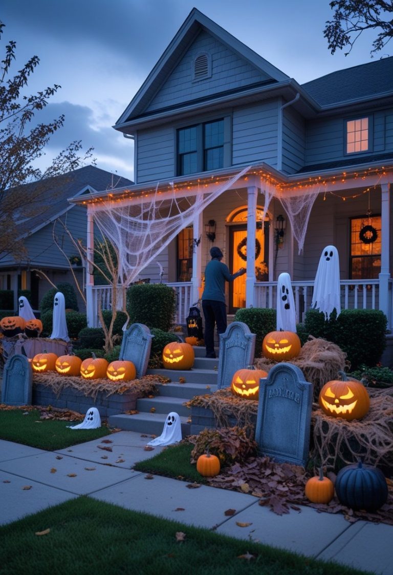 Spooky Halloween Outdoor Décor with Glowing Silhouettes